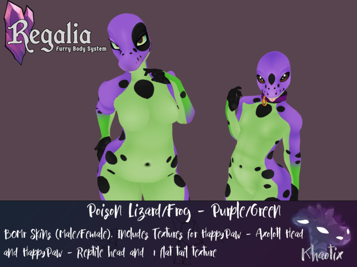 Second Life Marketplace Khaotix Poison Lizardfrog Purple Green